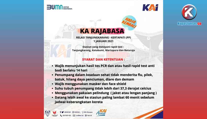 Kupas Tuntas - KA Rajabasa Kembali Beroperasi Mulai 1 Januari 2021, Ini ...