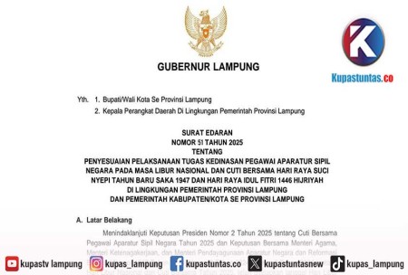 Kupas Tuntas - Pemprov Lampung Terapkan WFA untuk ASN Pada Tanggal 24 Hingga 27 Maret 2025
