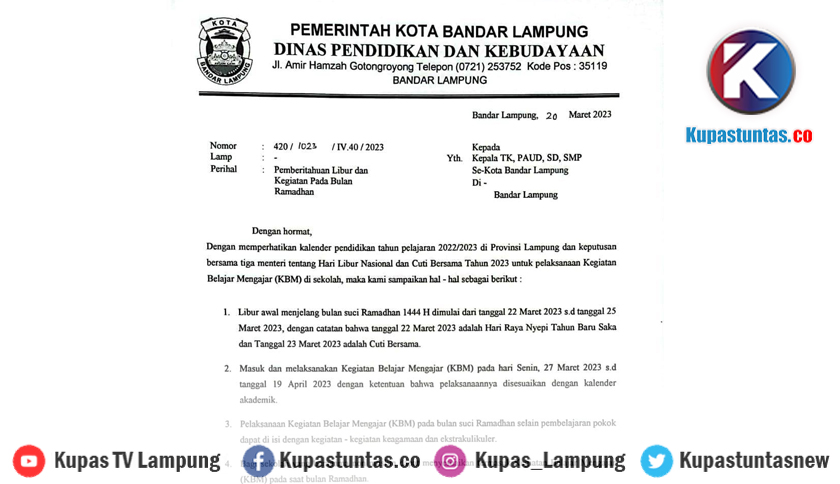 Kupas Tuntas - Sambut Ramadhan, TK Hingga SMP di Bandar Lampung Libur ... Kupas Tuntas - Sambut Ramadhan, TK Hingga SMP di Bandar Lampung Libur ...