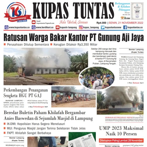 Kupas Tuntas - Surat Kabar Harian Kupas Tuntas Edisi Senin, 21 November 2022